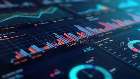 Digital Dashboard Displays Financial Data Metrics Multiple Charts And Graphs Show Investment