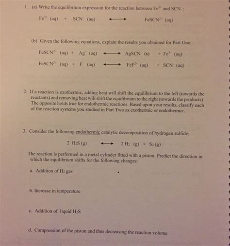 Solved Write The Equilibrium Expression For The Reaction Chegg