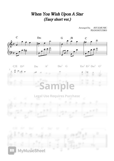 피노키오 When You Wish Upon A star 쉬운 악보 Sheets by AYULMUSIC