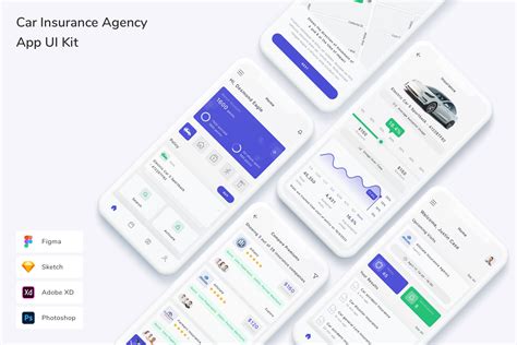 Car Insurance Agency App Ui Kit Graphic By Betush · Creative Fabrica