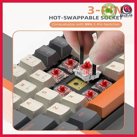 60 Wireless Mechanical Keyboard Bluetooth Dual Mode Hot Swappable Mini 68 Key Red Switch For PC