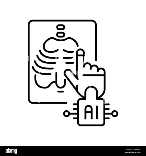 medical image analysis black line icon for digital and print projects