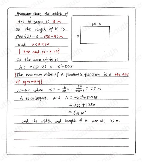 Solved 7 Find The Dimensions Of A Rectangle With Perimeter 100 M