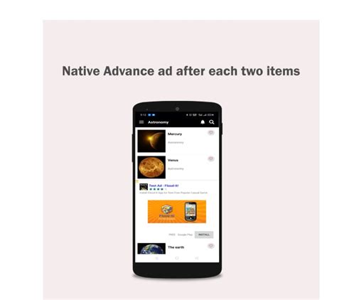 display native advance admob facebook ads in recyclerview list by