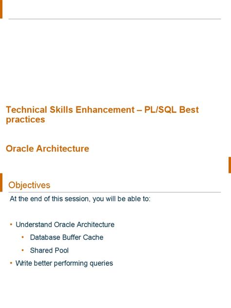Technical Skills Enhancement Plsql Best Practices Oracle
