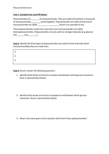 Ocr A Level Biology Module 2 Chapter 3 Polysaccharides Lesson Teaching Resources