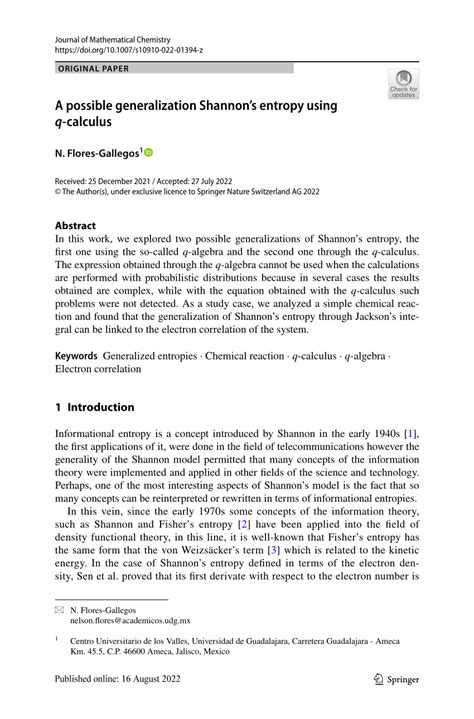 Pdf A Possible Generalization Shannons Entropy Using Q Calculus