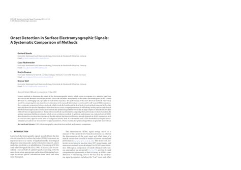 Pdf Onset Detection In Surface Electromyographic Signals A Systematic Comparison Of Methods