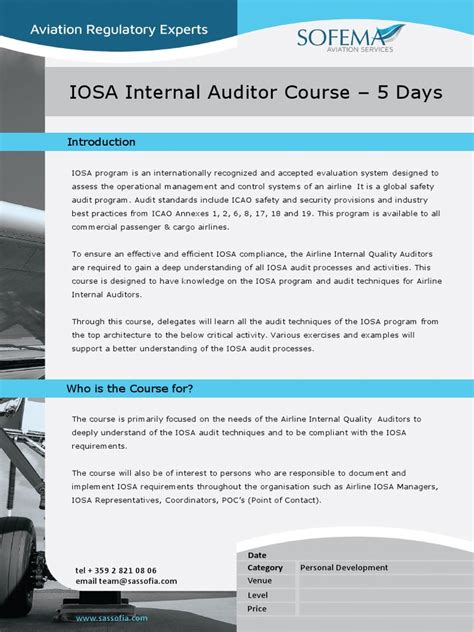 Iosa Internal Auditor Course 5days Pdf Audit Internal Audit