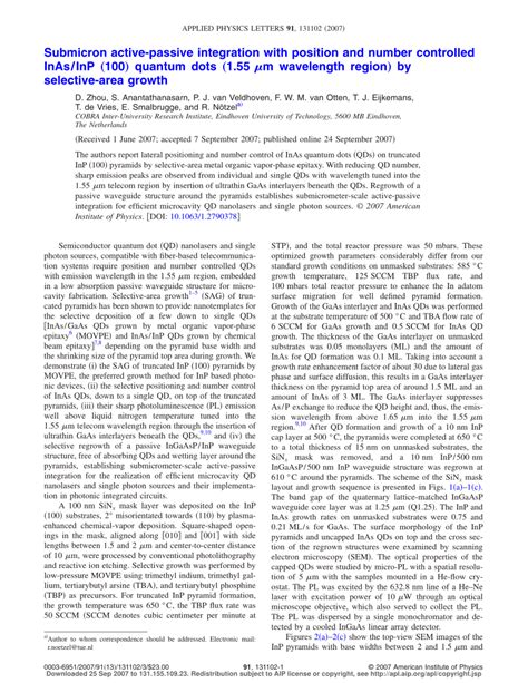 Pdf Submicron Active Passive Integration With Position And Number Controlled Inasinp 100