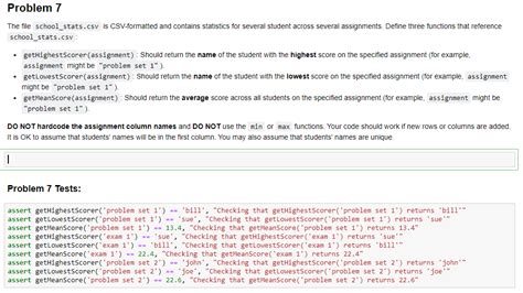 solved problem 7 the file school stats csv is csv formatted