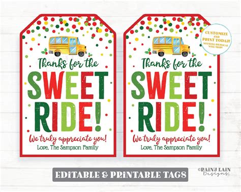 Bus Driver T Tag Holiday Thanks For The Sweet Ride Christmas Wheelie