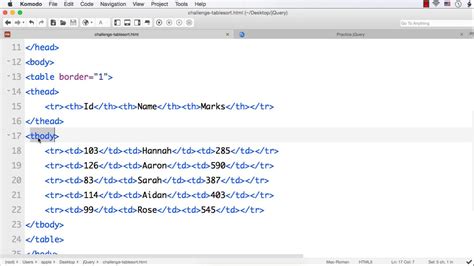 jquery create a table with sortable columns part 1 youtube