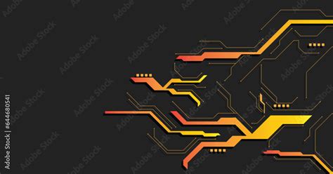 Grey Technology Background With Circuit Yellow Diagram Technology