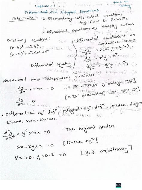 Diff And Integral Equation Lecture Pdf