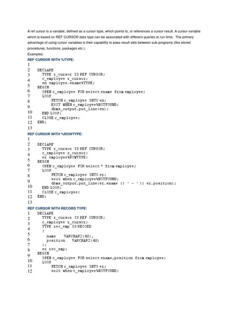 A Ref Cursor Is A Variable Pdf Subroutine Computer Data