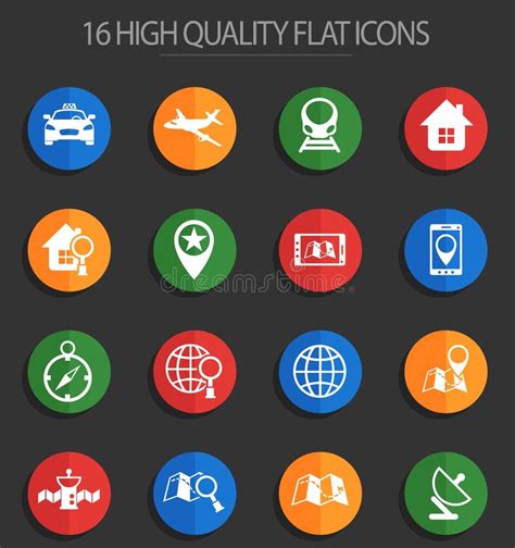 Navigation 16 Flat Icons Stock Vector Illustration Of Planet 122321156