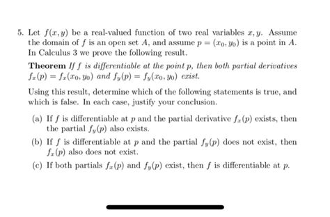 Solved 5 Let Fx Y Be A Real Valued Function Of Two Real
