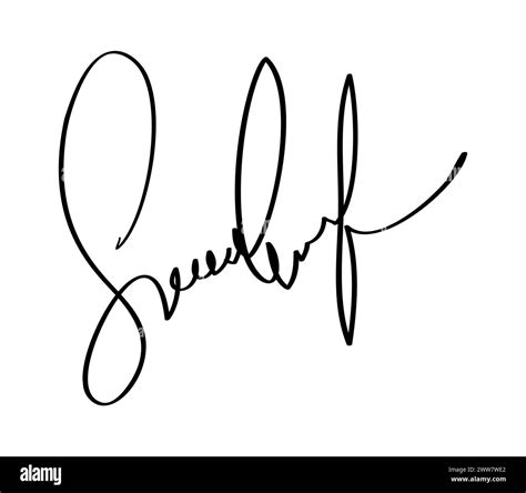 Manual Signature For Documents On White Background Hand Drawn
