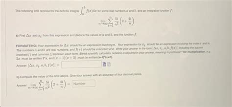 The Following Limit Represents The Definite Integral