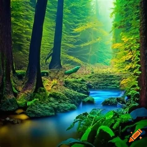 Vaste forêt enchantée aux arbres majestueux et aux feuillages