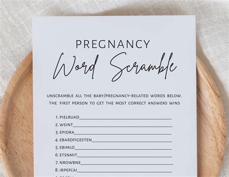 Word Scramble Baby Shower Game Gender Reveal Games Pregnancy Word Scramble Guess Words Game
