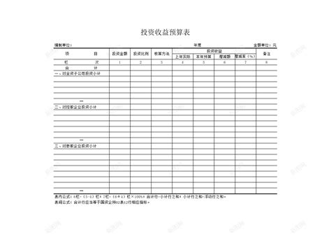 投资收益预算表excel模板下载 编号evopiepp 88icon