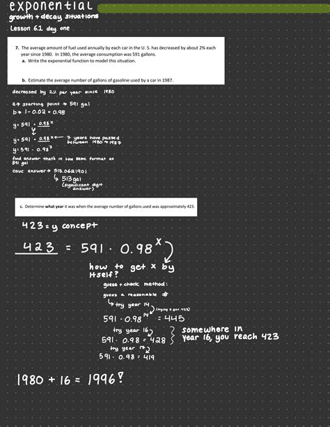Algebra 2 Lesson 61 Day One Exponentail Growth And Decay Situations