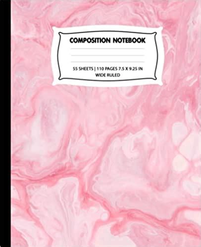 Wide Ruled Paper Notebook Pink Marble Composition Notebook