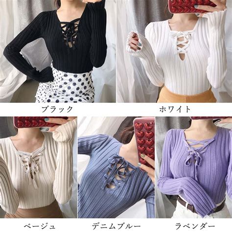 32％割引ブラック系m【★安心の定価販売★】 リブ編み上げトップス Tシャツカットソー七分長袖 トップスブラック系m Otaon