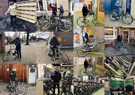 100 re cycled fietsen op de weg re cycled