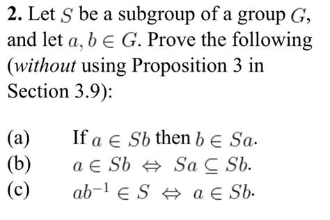 solved 2 let s be a subgroup of a group g and let a b∈g