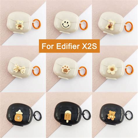 Solid Color Cartoon Earphone Cover Case For Edifier X2s With Free Ring Cartoon Casing Cartoon