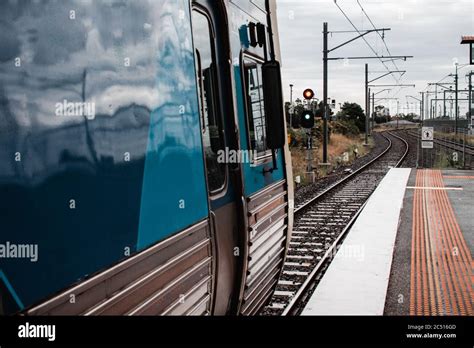 An Electric Comeng Train In Melbourne Australia Sitting At A Signal At