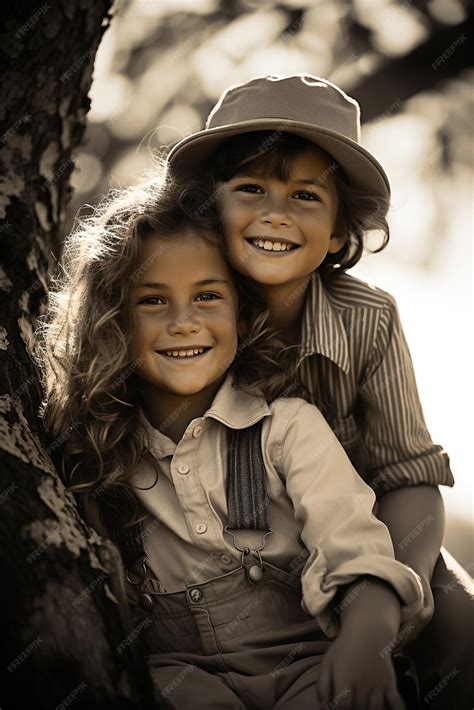 Premium Photo Sibling Bonding Under A Tree S Shade