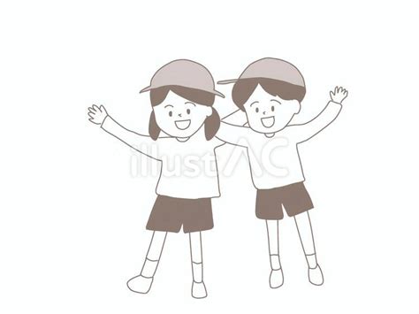 元気に肩を組んで笑う子どもたちイラスト No 23702009／無料イラストフリー素材なら「イラストac」