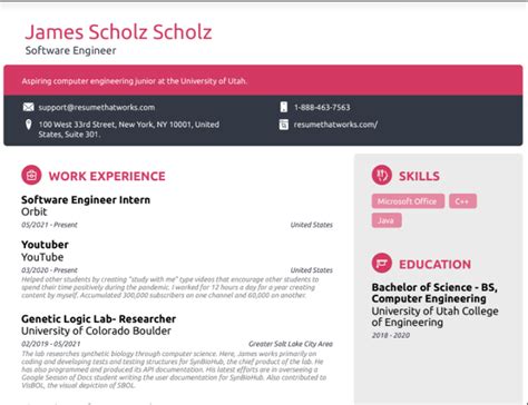 Download Free Software Engineer Resume Template On ResumeThatWorks Com