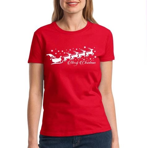 Merry Christmas Reindeer Red T Shirt