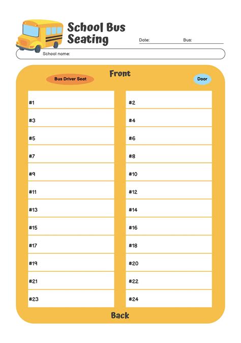 School Bus Seating Chart Printable