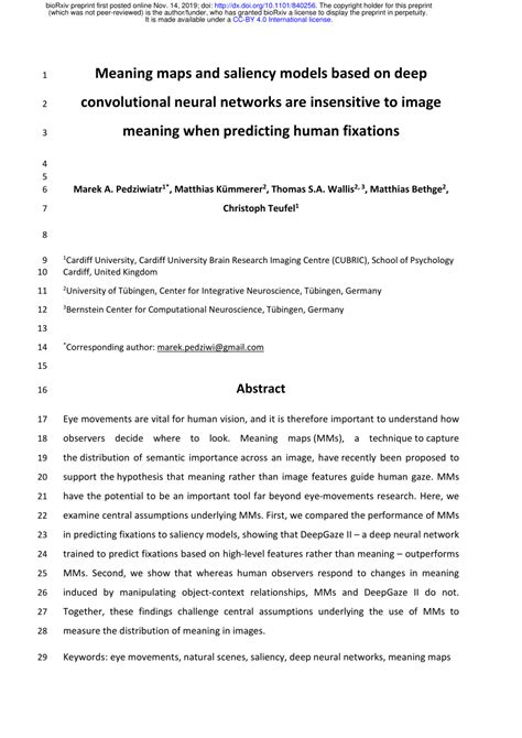 Pdf Meaning Maps And Saliency Models Based On Deep Convolutional