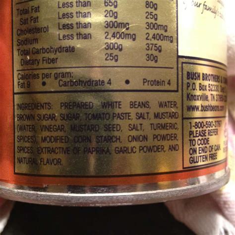 Bush Baked Beans Ingredients