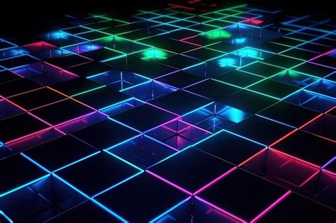 Premium Ai Image Glowing Cubes In A Dark Abstract Space Generative Ai