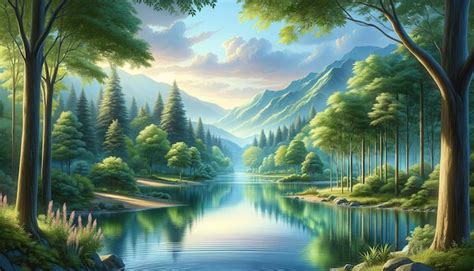 Premium Photo A Peaceful And Serene Nature Landscape Featuring A Calm