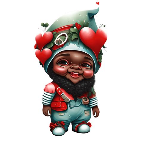 African American Valentine Gnome Graphic Creative Fabrica