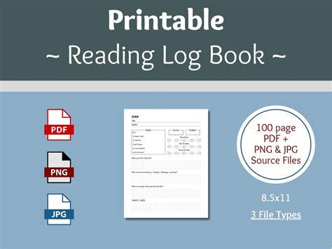 Printable Reading Log Book Pages Etsy