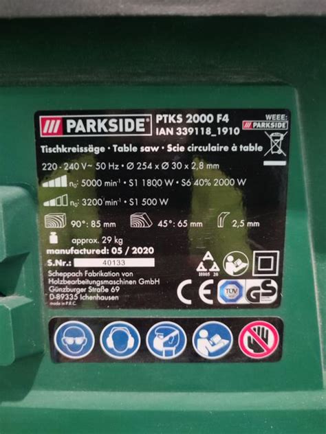 Parkside Stolna Pila Ptks 2000 F4