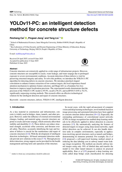 Yolov11 Pc An Intelligent Detection Method For Concrete Structure Defects