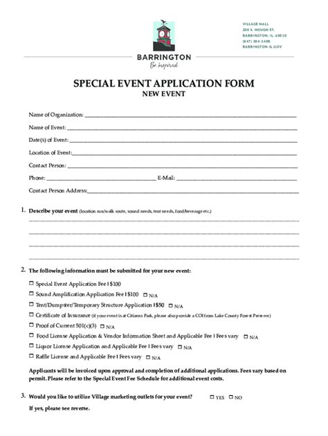 Fillable Online Special Event Application Form Fax Email Print Pdffiller