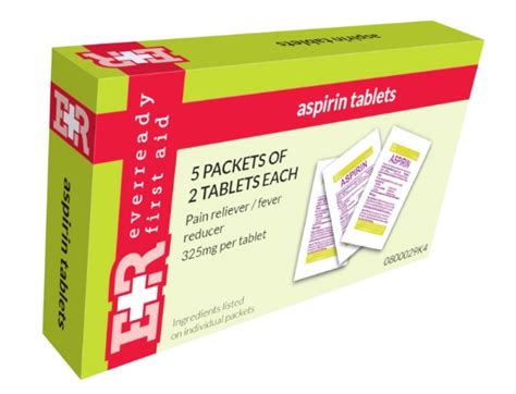 Aspirin Tablets 325 Mg 5 Packets Of 2 In Kit Unit Box — Ever Ready