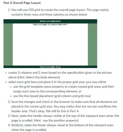 Solved Part Overall Page Layout You Will Use Css Grid Chegg